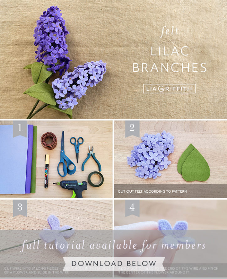 Felt Lilacs Flower Pattern and Tutorial - Lia Griffith