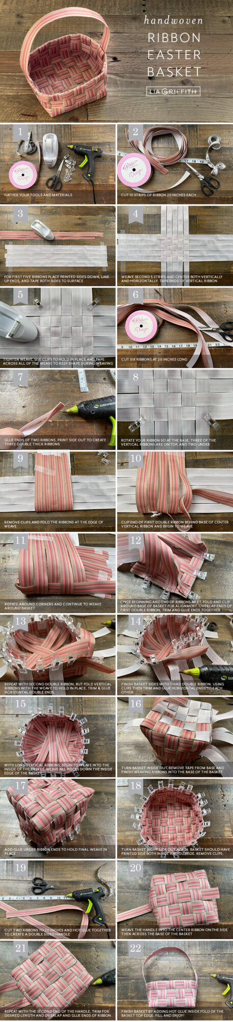 Woven Ribbon Easter Basket DIY Tutorial - Lia Griffith
