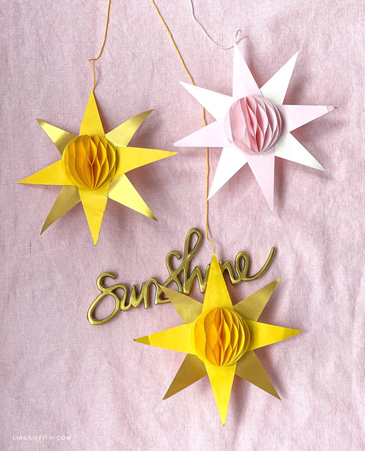 Frosted Paper Honeycomb Suns DIY Tutorial - Lia Griffith