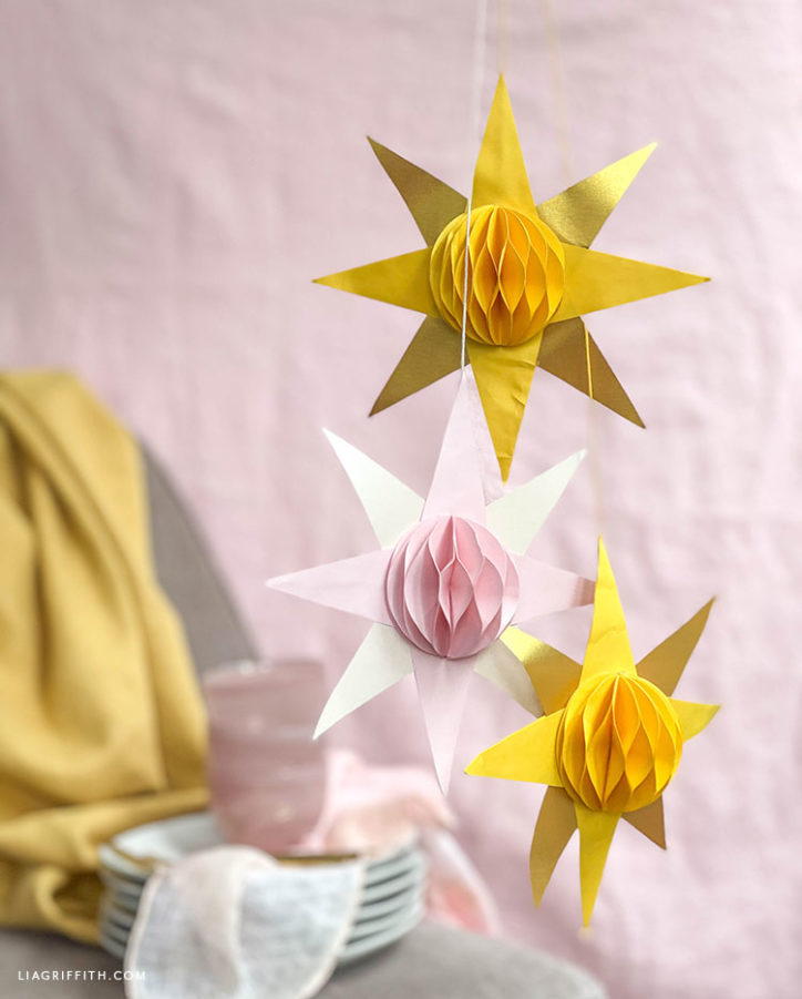 Frosted Paper Honeycomb Suns DIY Tutorial - Lia Griffith