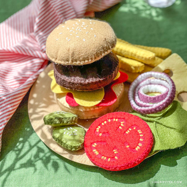 Felt Burger and Fries Template & Tutorial - Lia Griffith
