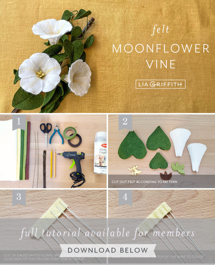 Felt Moonflower Template and Tutorial - Lia Griffith