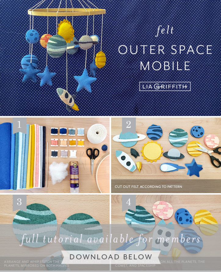 Felt Outer Space Mobile DIY Template & Tutorial - Lia Griffith