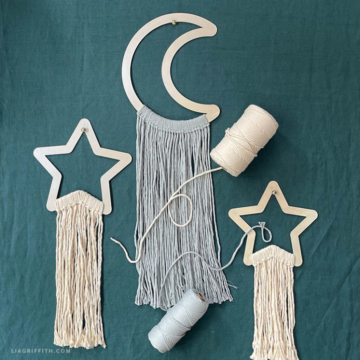 Video Tutorial: Chipboard and Macrame Moon & Stars - Lia Griffith