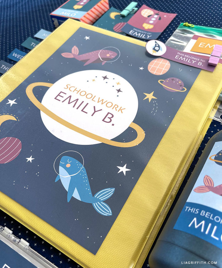 Space Theme School Labels (Free Printable) - Lia Griffith