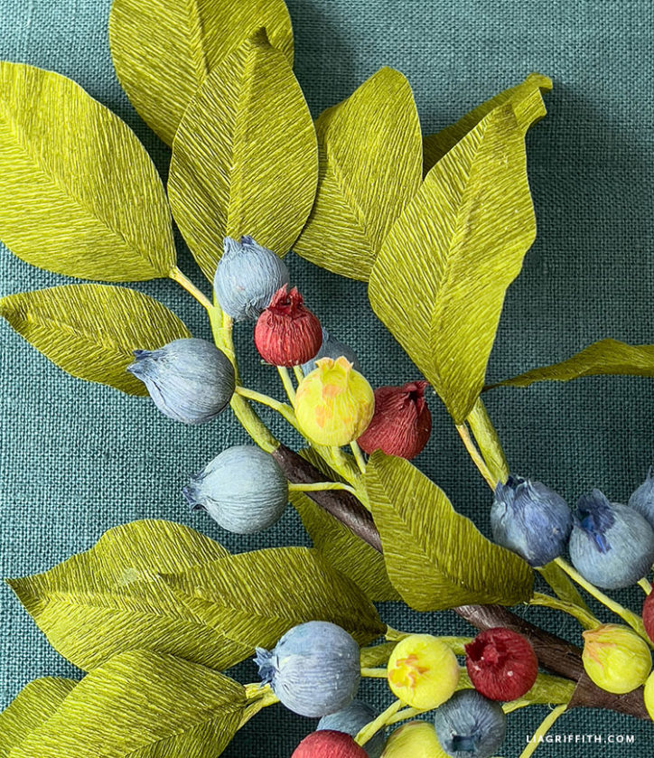 Crepe Paper Blueberry Branch DIY Tutorial - Lia Griffith