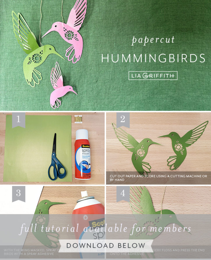 Papercut Hummingbirds Template & Tutorial - Lia Griffith