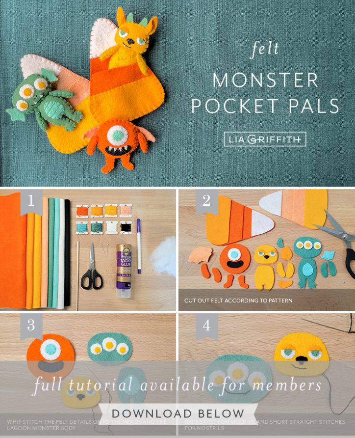 Felt Monster Pocket Pals - Lia Griffith
