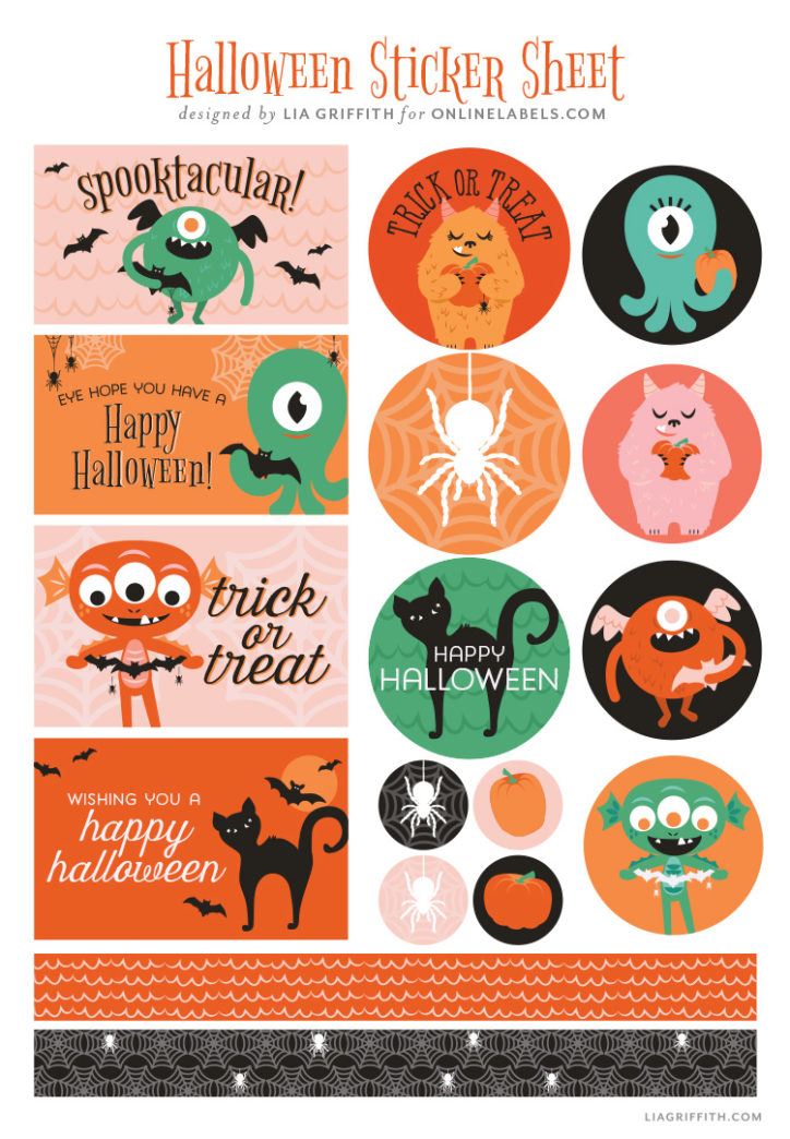 Free Halloween Stickers for Gifts and Goodies - Lia Griffith