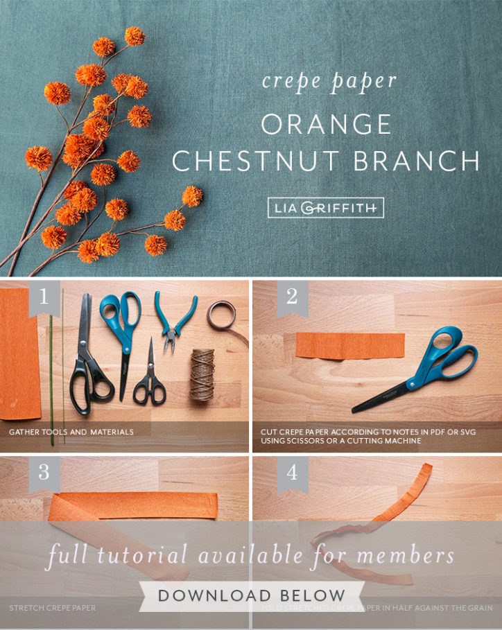 Crepe Paper Chestnut Branch DIY Template & Tutorial - Lia Griffith