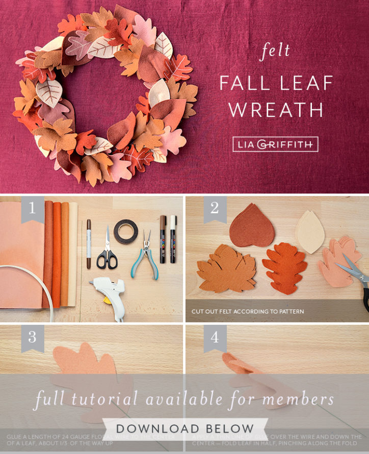 Felt Fall Leaf Wreath DIY Pattern & Tutorial - Lia Griffith