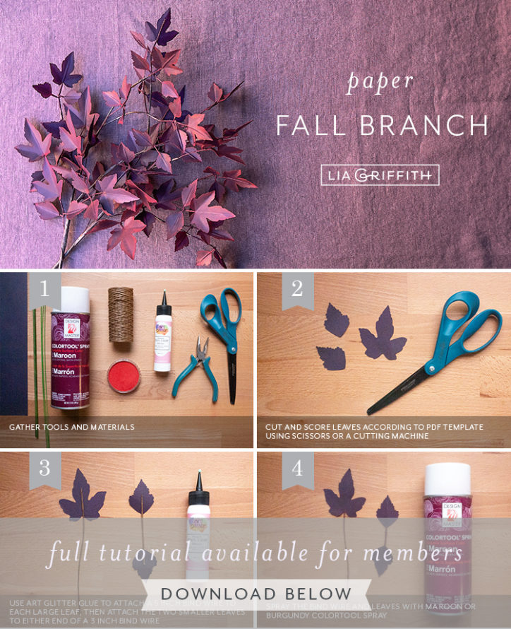 Paper Fall Leaf Branch DIY Template & Tutorial - Lia Griffith