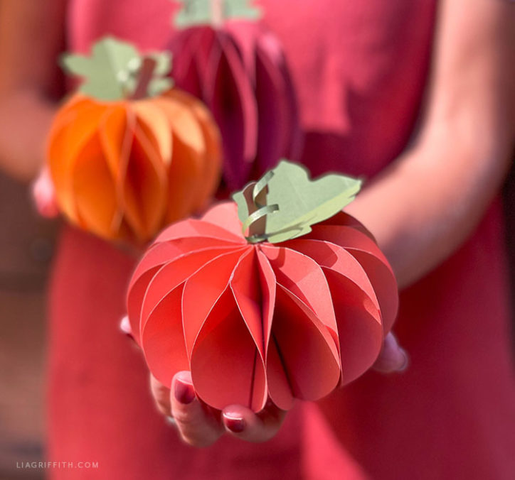 Frosted Paper Honeycomb Pumpkins Pattern & Tutorial - Lia Griffith