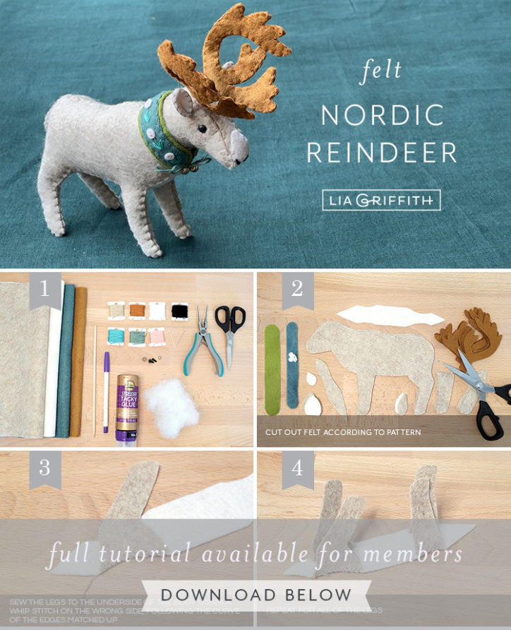 Felt Nordic Reindeer Pattern & Tutorial - Lia Griffith