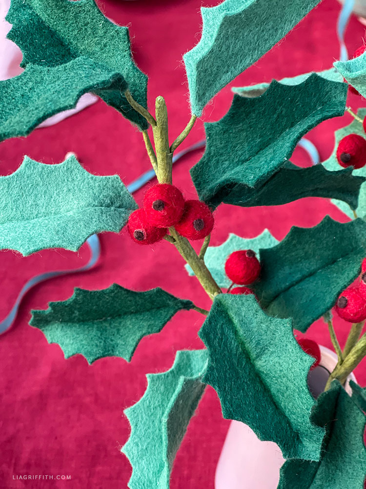 Felt Holly Branches DIY Pattern & Tutorial - Lia Griffith