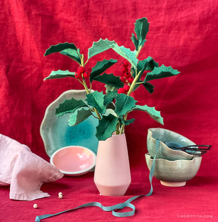 Felt Holly Branches DIY Pattern & Tutorial - Lia Griffith