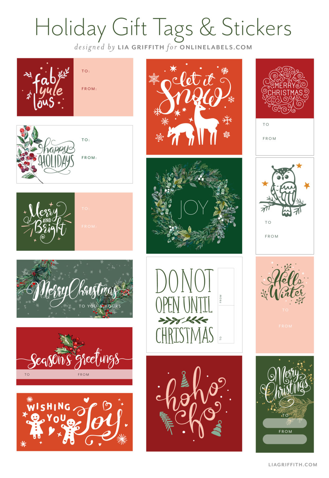 Free Christmas Labels You Can Print at Home - Lia Griffith