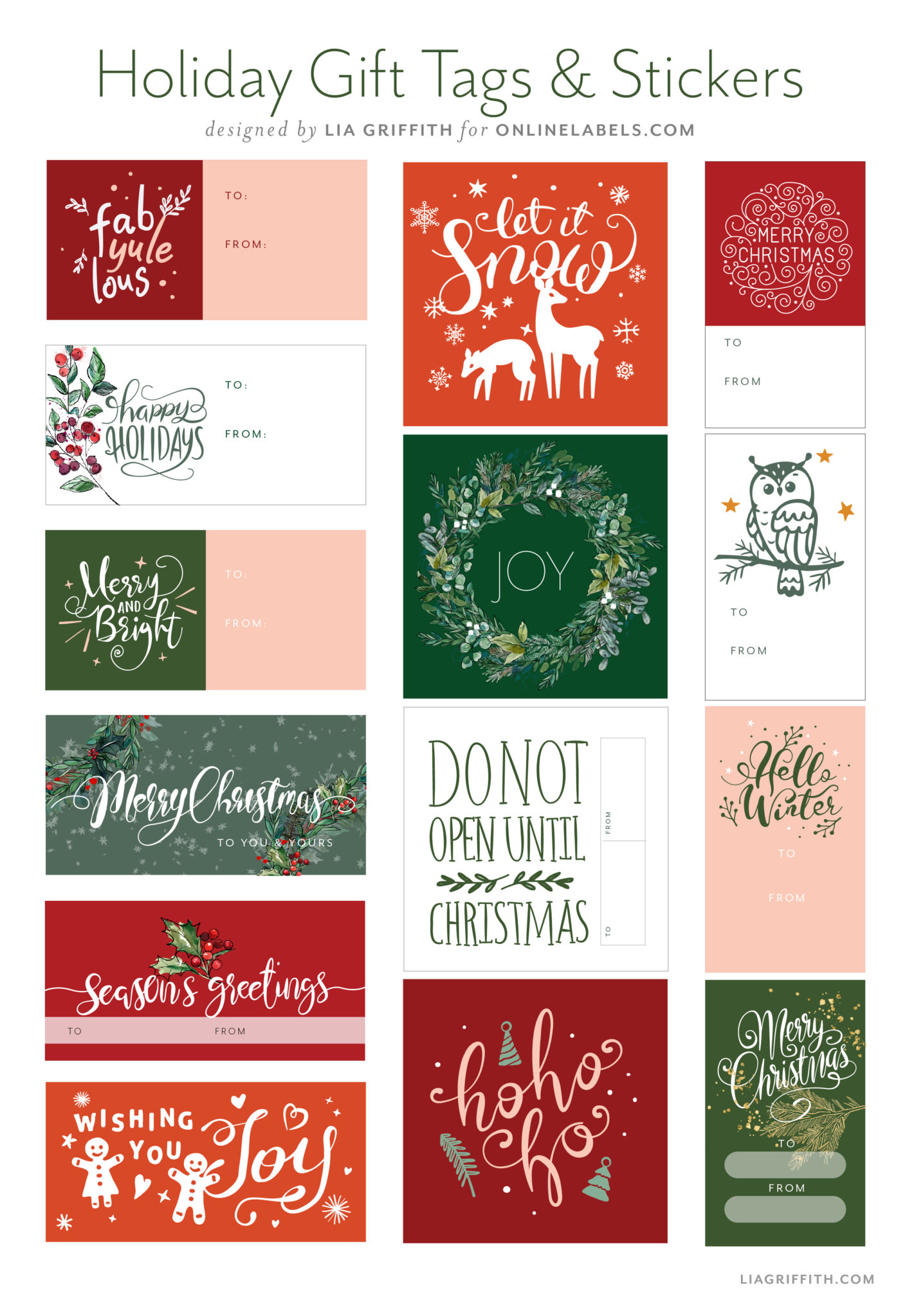 Free Christmas Labels You Can Print at Home - Lia Griffith