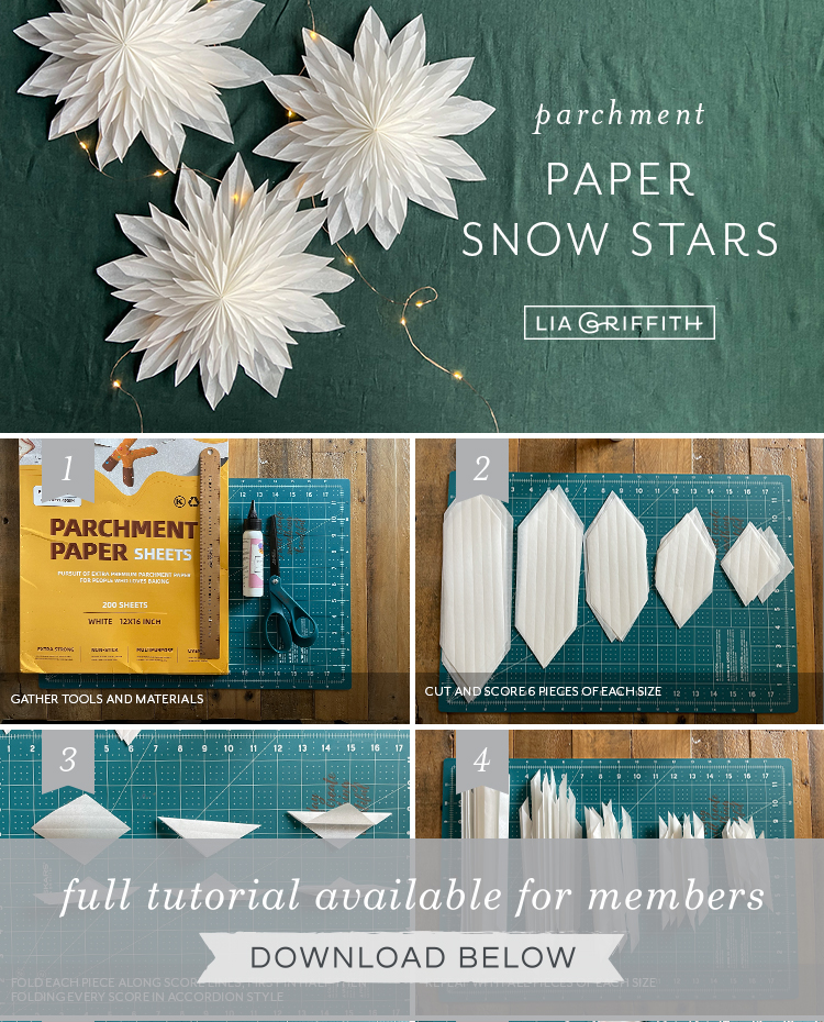 Parchment Paper Snow Stars DIY Tutorial - Lia Griffith