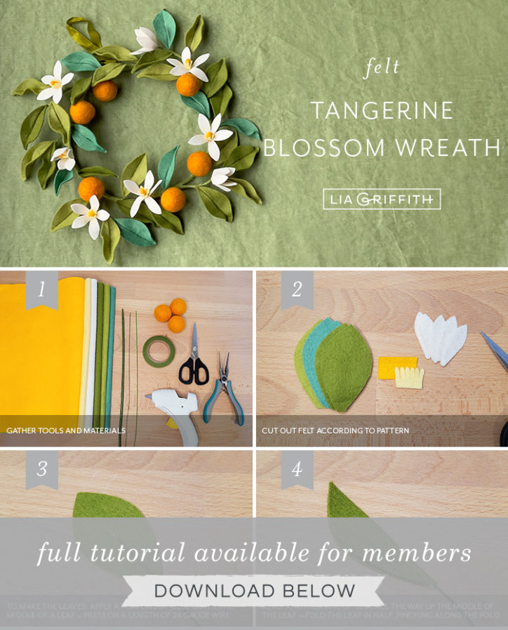Felt Tangerine Wreath DIY Template & Tutorial - Lia Griffith