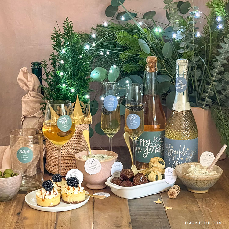 Free Printable New Year Labels for NYE Parties - Lia Griffith