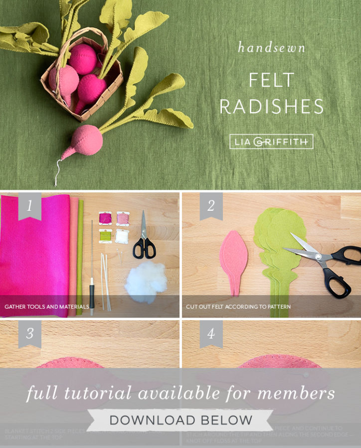 Felt Radishes DIY Template & Tutorial - Lia Griffith