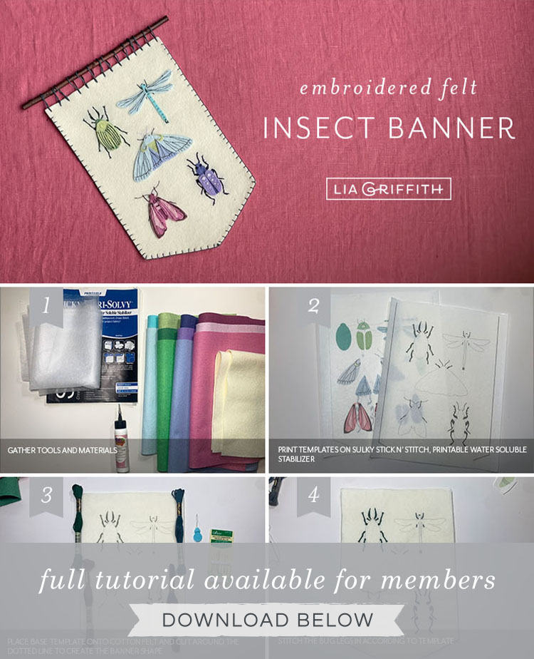 Embroidered Felt Insect Banner DIY Tutorial - Lia Griffit