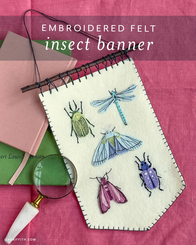 Embroidered Felt Insect Banner DIY Tutorial - Lia Griffit