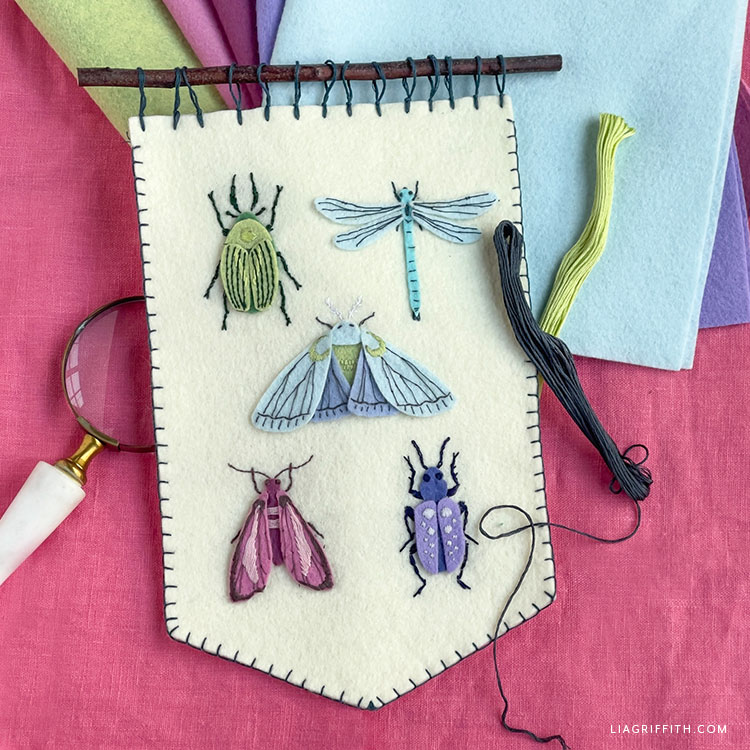 Embroidered Felt Insect Banner DIY Tutorial - Lia Griffit