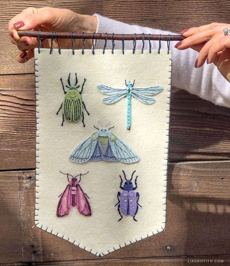 Embroidered Felt Insect Banner DIY Tutorial - Lia Griffit