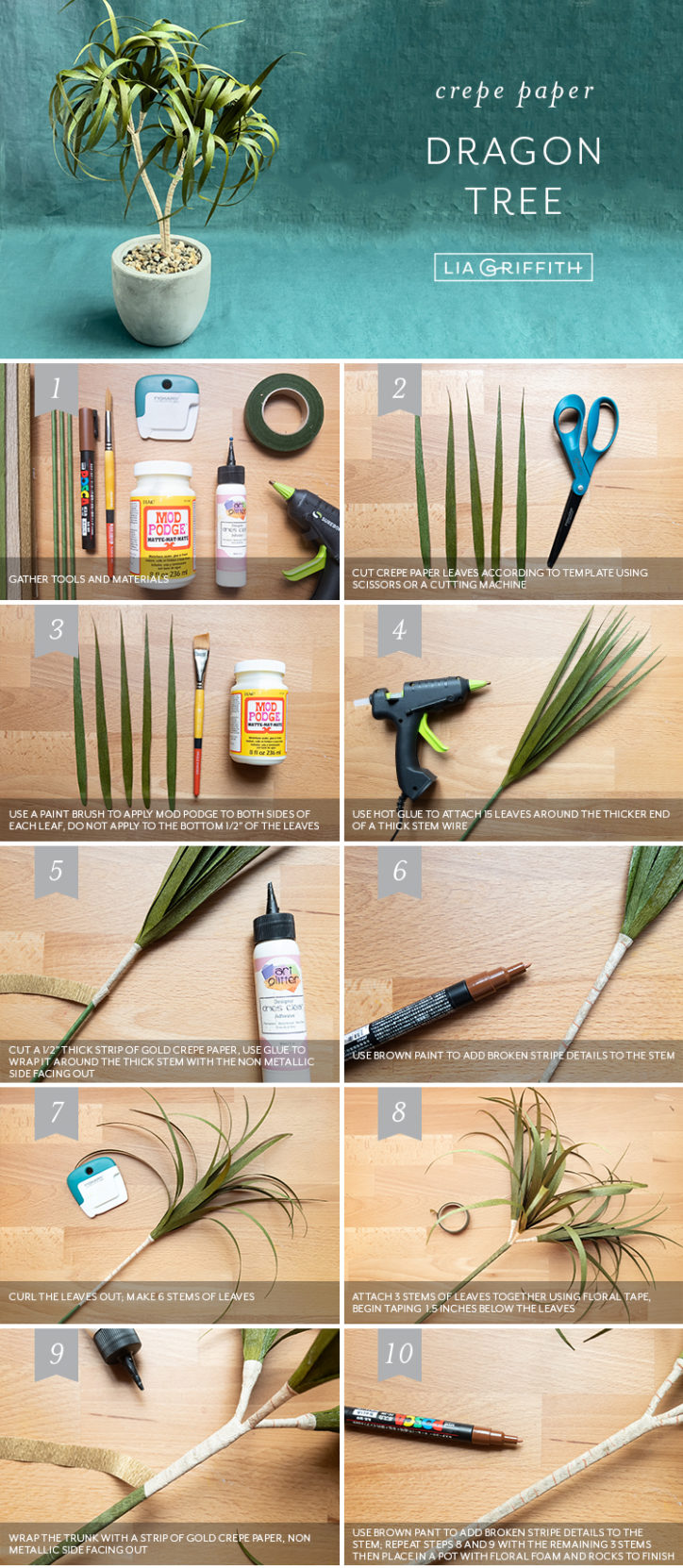 Crepe Paper Dragon Tree PDF Instructions - Lia Griffith
