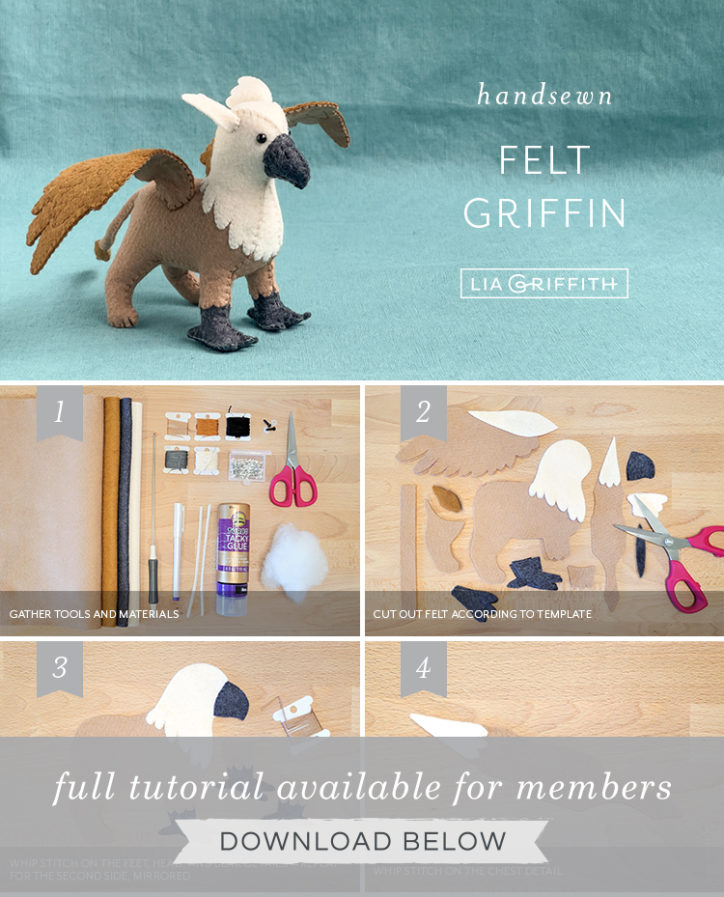Felt Griffin Stuffie DIY Pattern & Tutorial - Lia Griffith