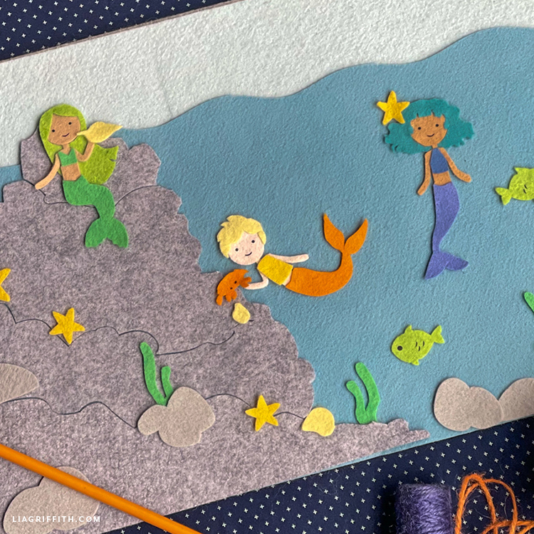 Felt Merfolk Playmat DIY Template & Instructions - Lia Griffith