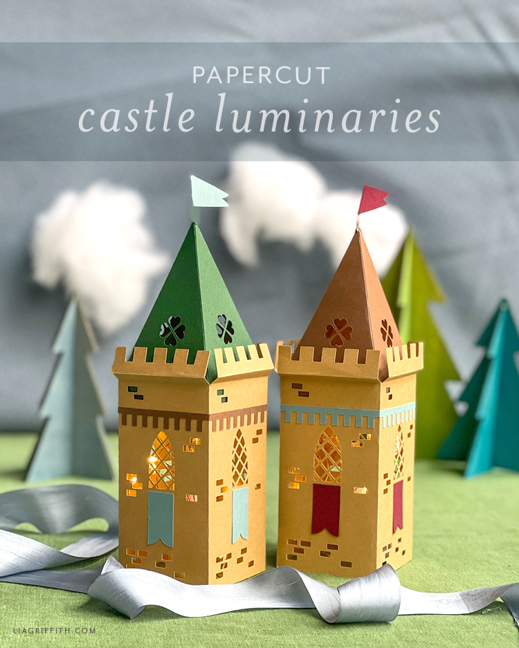 Papercut Castle Luminary PDF Template & SVG File - Lia Griffith