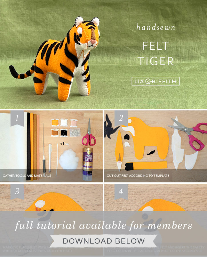 Felt Tiger Stuffie Template & Tutorial - Lia Griffith
