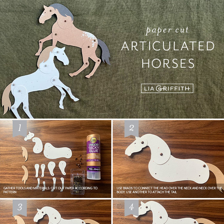 Articulated Paper Horse Pattern & Tutorial - Lia Griffith