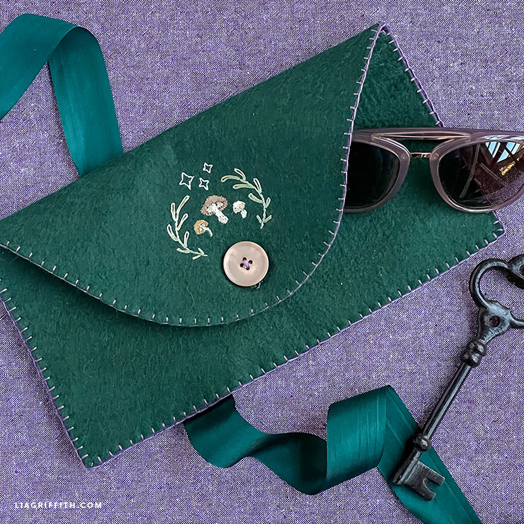 Embroidered Garden Felt Pouch - Lia Griffith