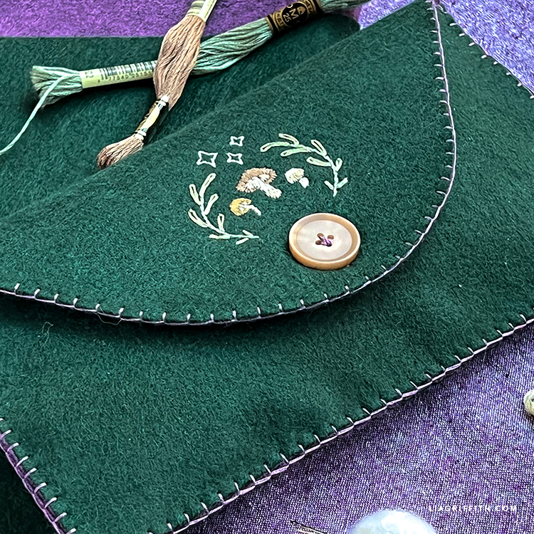 Embroidered Garden Felt Pouch - Lia Griffith