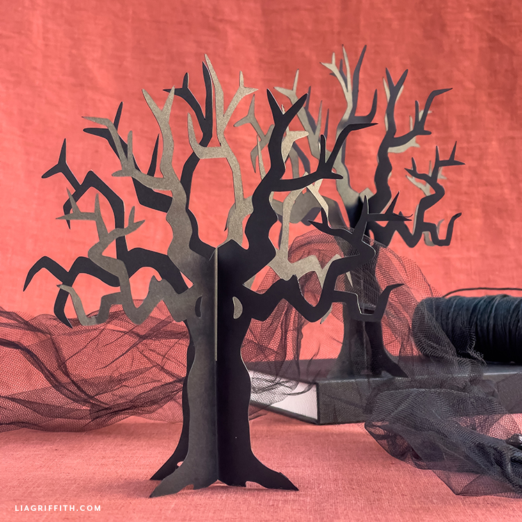 Paper Halloween Trees SVG File & Printable Template - Lia Griffith
