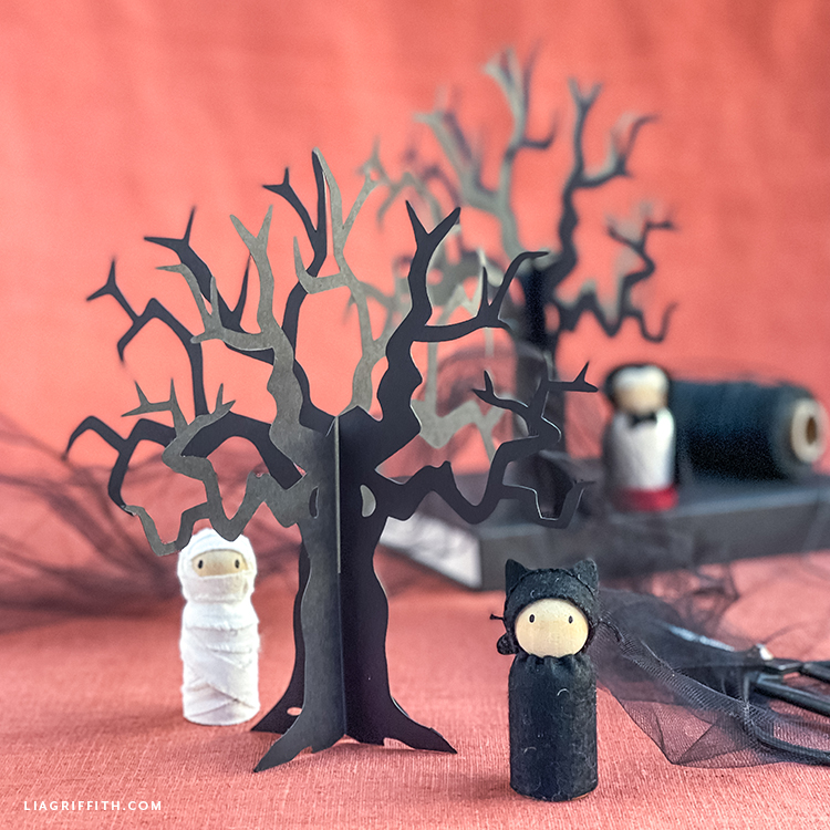 Paper Halloween Trees SVG File & Printable Template - Lia Griffith