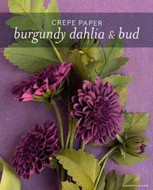 Burgundy Crepe Paper Dahlia Template & Tutorial - Lia Griffith