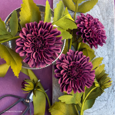 Burgundy Crepe Paper Dahlia Template & Tutorial - Lia Griffith