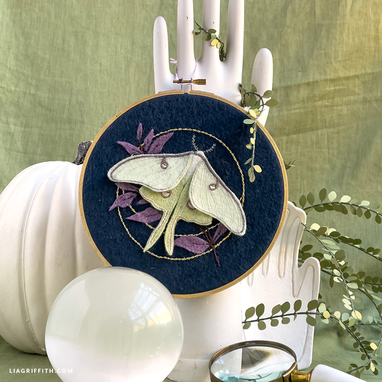Embroidered Felt Luna Moth Pattern & Tutorial - Lia Griffith