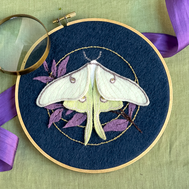 Embroidered Felt Luna Moth Pattern & Tutorial - Lia Griffith
