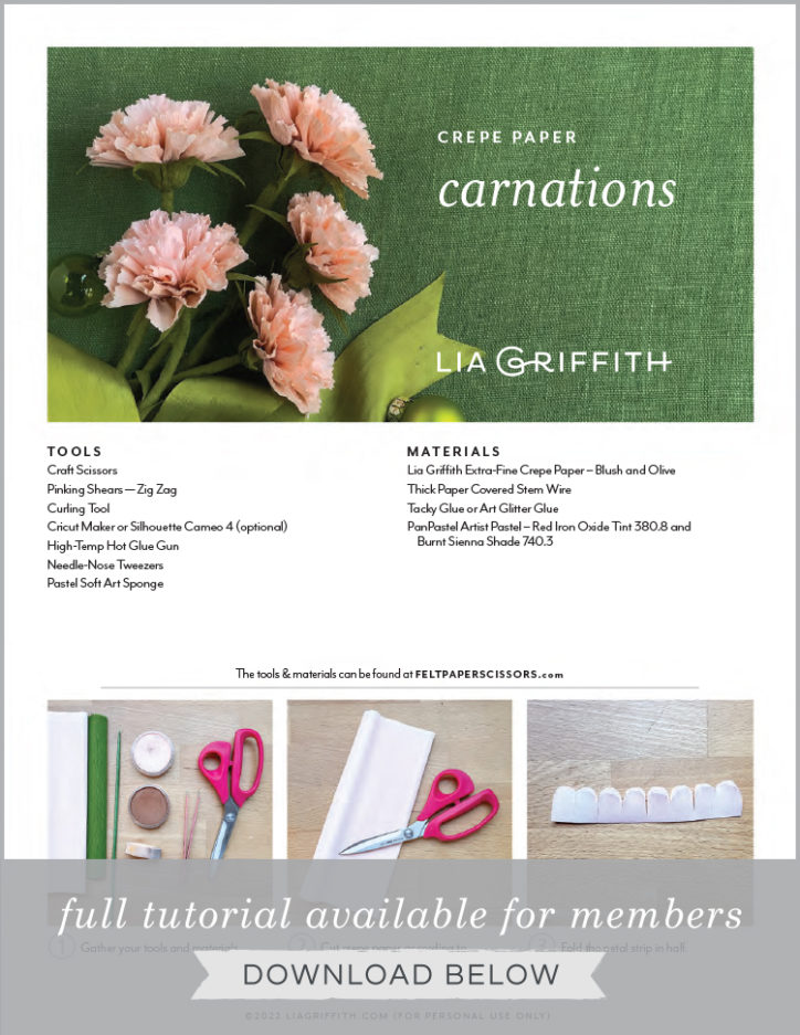 Crepe Paper Pink Carnations Template & Tutorial - Lia Griffith