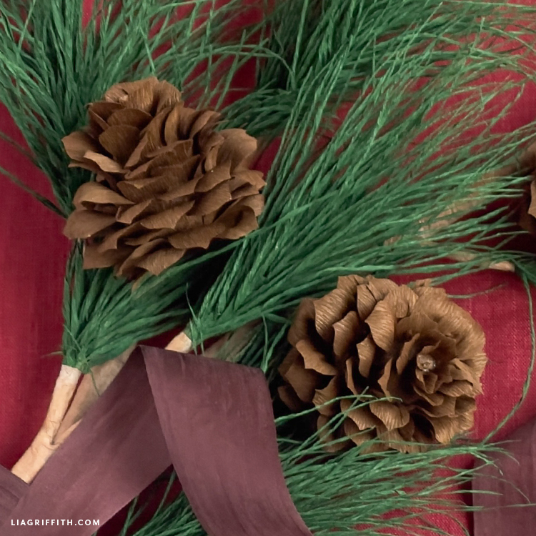Crepe Paper Pine Cone Branches DIY Template & Tutorial - Lia Griffith