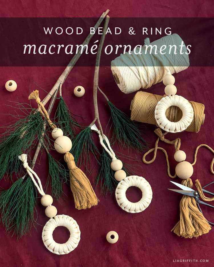 Wood Bead Macrame Ornaments DIY Tutorial - Lia Griffith