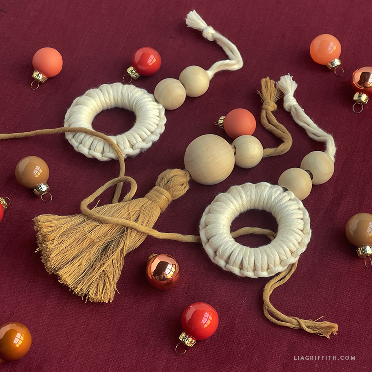 Wood Bead Macrame Ornaments DIY Tutorial - Lia Griffith