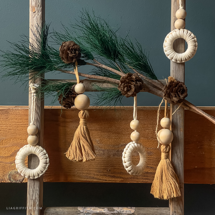 Wood Bead Macrame Ornaments DIY Tutorial - Lia Griffith