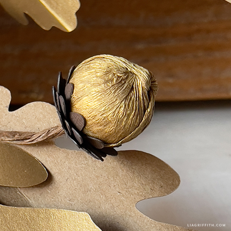 Paper Acorn Oak Leaf Garland DIY Template & Tutorial - Lia Griffith